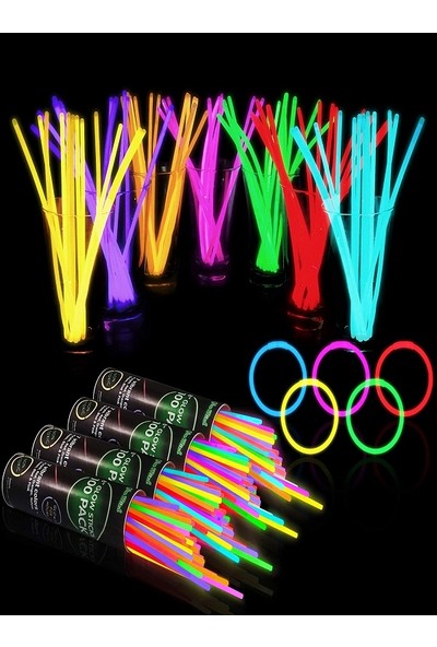 Işık Saçan Çubuklar ve Bileklikler Fosforlu Glow Sticks Karışık Renkli 100 Adet Işık Saçan Çubuklar ve Bileklikler Fosforlu Glow Sticks Karışık Renkli 100 Adet
