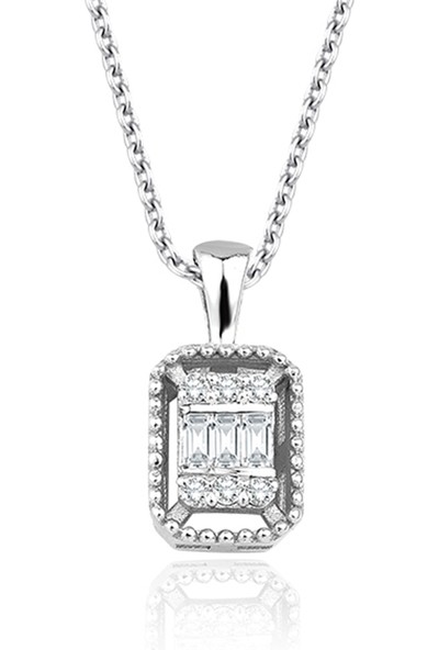 Emel Pırlanta 0.08 Karat Pırlanta Baget Kolye Emel Pırlanta 0.08 Karat Pırlanta Baget Kolye