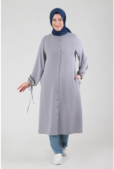 Modaviki Büyük Beden Tesettür Kap NG2504 Gri