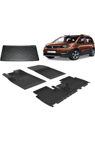 Sahler Peugeot Rifter 2019+ 4.5d Sahler Paspas 3D Bagaj Havuzu Rizline Siyah Sahler Peugeot Rifter 2019+ 4.5d Sahler Paspas 3D Bagaj Havuzu Rizline Siyah