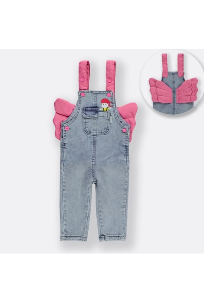 Overdo Sırt Kanatlı Kız Çocuk Uzun Kot Salopet / Bahçivan