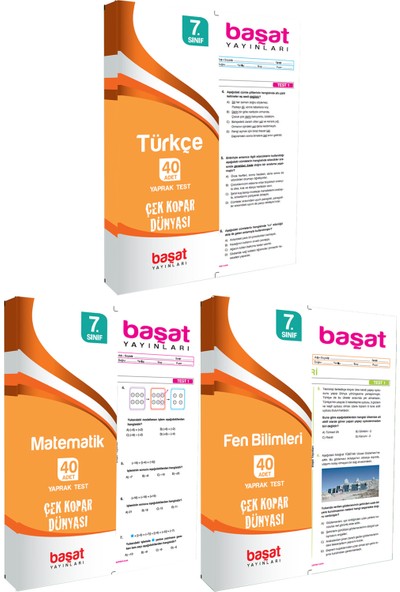 Başat Yayınları 7. Sınıf Başat Türkçe-Matematik-Fen Bilimleri Yaprak Test Başat Yayınları 7. Sınıf Başat Türkçe-Matematik-Fen Bilimleri Yaprak Test