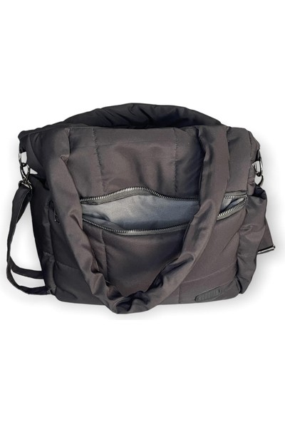 Nuggita Kadın Mat Siyah Speciale Quadrato Puf Kumaş Omuz Çanta