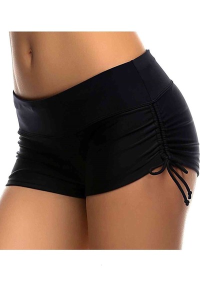 Markafon Şık Siyah Mini Bayan Deniz Şortu Markafon Şık Siyah Mini Bayan Deniz Şortu