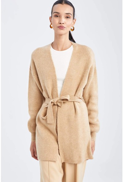 DeFacto Regular Fit Balon Kollu Kuşaklı Triko Hırka	 R1246AZ22WN