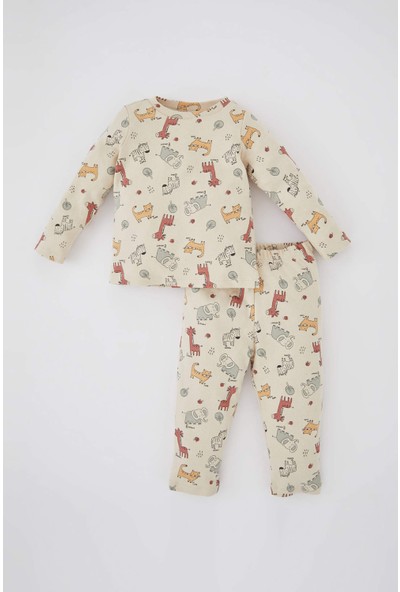 DeFacto Erkek Bebek Regular Fit Hayvan Desenli Fitilli Kaşkorse Uzun Kollu Pijama Takım Y7915A222AU DeFacto Erkek Bebek Regular Fit Hayvan Desenli Fitilli Kaşkorse Uzun Kollu Pijama Takım Y7915A222AU