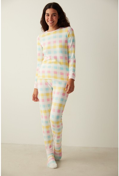 Penti Çok Renkli Colored Gingham Termal Pijama Altı Penti Çok Renkli Colored Gingham Termal Pijama Altı