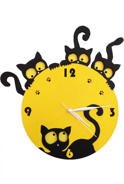 Orjinal Dekoratif Dört Kedi Yavrusu Temalı Duvar Saati Orta Boy Orjinal Dekoratif Dört Kedi Yavrusu Temalı Duvar Saati Orta Boy