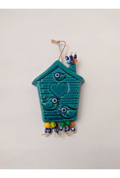 Vakida Shop Nazar Boncuklu Ev Figürlü Seramik Yarım Duvar Süsü