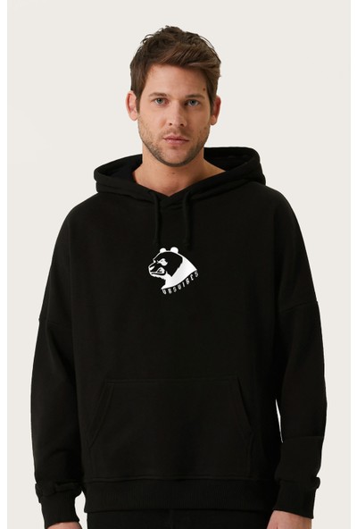 VBS Vibes Unisex Oversize Minimal Bear Baskılı Kapüşonlu Sweatshirt VBS Vibes Unisex Oversize Minimal Bear Baskılı Kapüşonlu Sweatshirt
