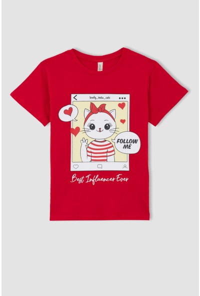 DeFacto Kız Çocuk Regular Fit Kısa Kollu Tişört Y9418A622HS