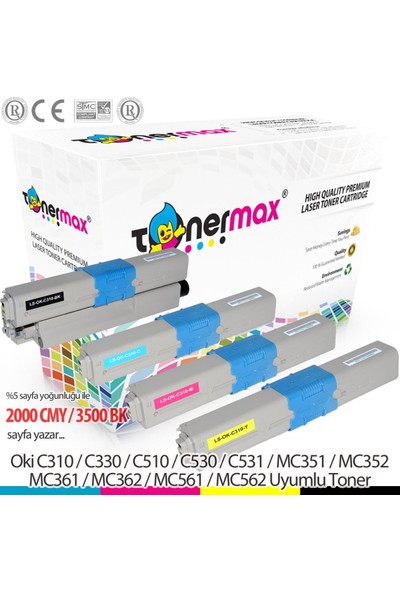 tonermax Oki C530DN Muadil Toner Set