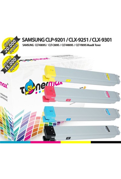 tonermax Samsung CLT-K809S / CLX-9301 Muadil Toner Takım tonermax Samsung CLT-K809S / CLX-9301 Muadil Toner Takım