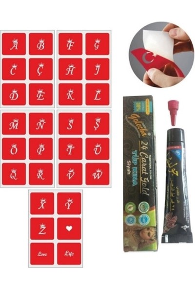 Sepetim Sensin Doğal Taçlı Harfler Hint Kınası ile Geçici Dövme Sepetim Sensin Doğal Taçlı Harfler Hint Kınası ile Geçici Dövme