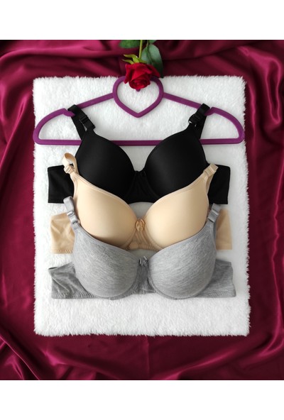 Nesterinzar Kadın Dolgusuz Balenli Günlük 3'lü Sütyen Takımı