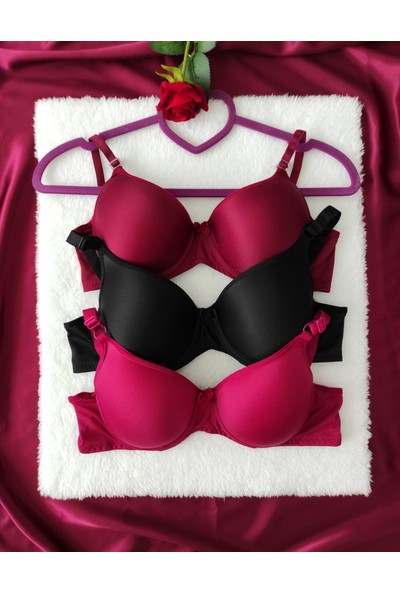 Nesterinzar Kadın Dolgusuz Balenli Günlük 3'lü Sütyen Takımı