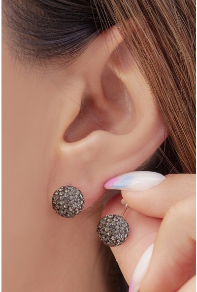 Ats Silver Gümüş Tek Taş Top Küpe 10 mm