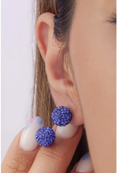 Ats Silver Gümüş Tek Taş Top Küpe 10 mm