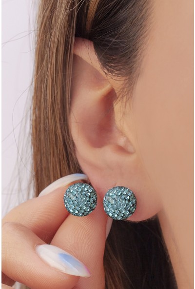 Ats Silver Gümüş Tek Taş Top Küpe 10 mm