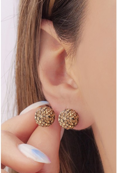 Ats Silver Gümüş Tek Taş Top Küpe 10 mm