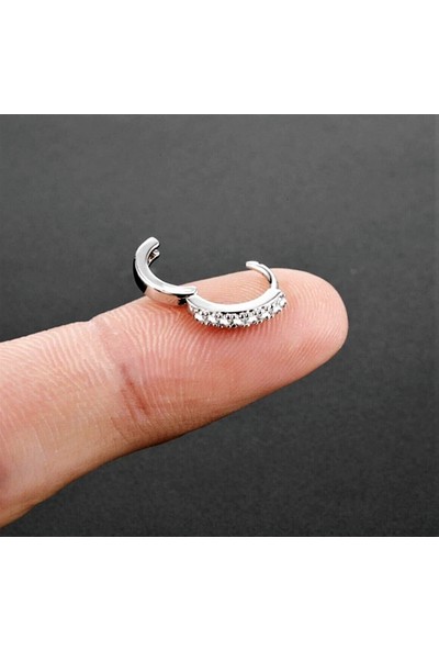 Tükkan Accessories Gri Cerrahi Çelik Zirkon Taşlı Halka Tragus, Helix Piercing Tükkan Accessories Gri Cerrahi Çelik Zirkon Taşlı Halka Tragus, Helix Piercing