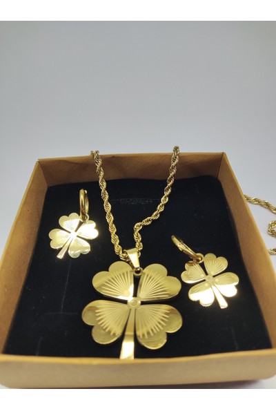 Melike Yonca Çelik Gold Kolye Küpe Seti