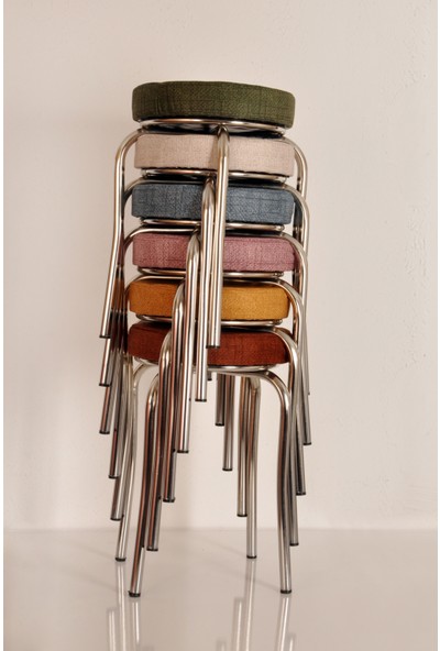 6 Adet Desenli Renkli Kumaş Nikelajlı Demir Tabure Mutfak Taburesi 6 Adet Desenli Renkli Kumaş Nikelajlı Demir Tabure Mutfak Taburesi