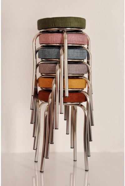 6 Adet Desenli Renkli Kumaş Nikelajlı Demir Tabure Mutfak Taburesi 6 Adet Desenli Renkli Kumaş Nikelajlı Demir Tabure Mutfak Taburesi