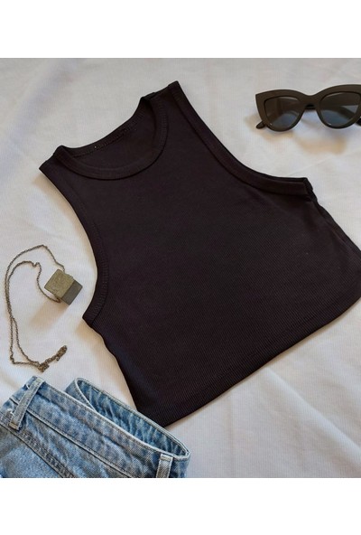 Vovo Design Kadın Halter Kesim Crop Top Siyah Bluz Vovo Design Kadın Halter Kesim Crop Top Siyah Bluz