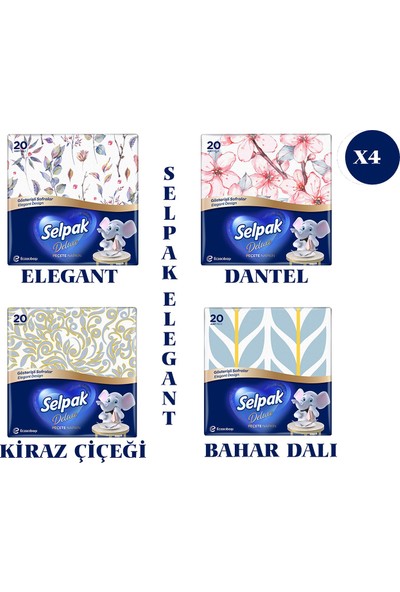 Selpak Deluxe Desenli 20'li - 4 Lü Paket