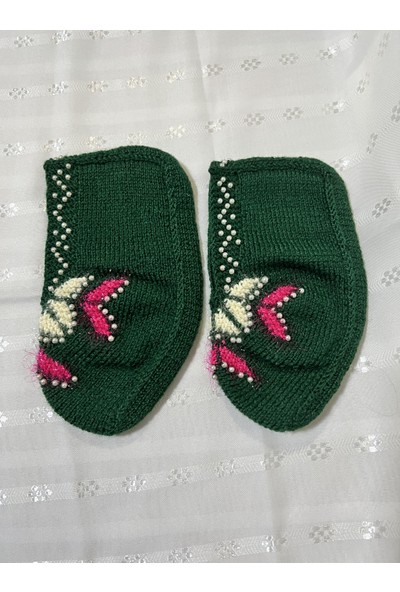 Neom Handcraft Koyu Yeşil El Örgüsü Boncuklu Patik