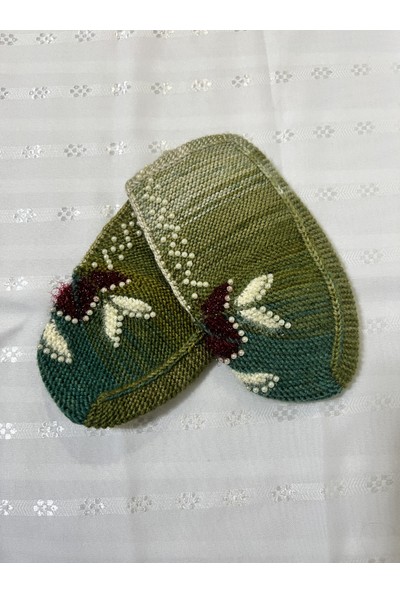 Neom Neomhandcraft Açık Yeşil El Örgüsü Boncuklu Patik