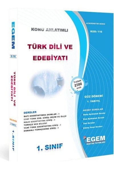 Egem Yayınları Aöf Türk Dili ve Edebiyatı 1.sınıf Konu Anlatımlı Soru Bankası Güz Dönemi(1. Yarıyıl) Egem Yayınları Aöf Türk Dili ve Edebiyatı 1.sınıf Konu Anlatımlı Soru Bankası Güz Dönemi(1. Yarıyıl)