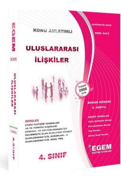 Egem Yayınları Aöf 4.sınıf Uluslararası Ilişkiler Konu Anlatımlı Soru Bankası-Bahar Dönemi(8.yarıyıl)