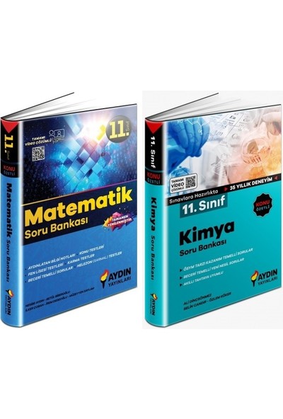Aydın Yayınları Aydın 11. Sınıf Matematik + Kimya Soru Bankası Seti 2 Kitap 2023 Aydın Yayınları Aydın 11. Sınıf Matematik + Kimya Soru Bankası Seti 2 Kitap 2023