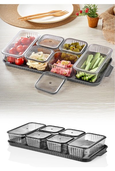 6 Bölmeli Kapaklı Kahvaltılık Seti Akrilik