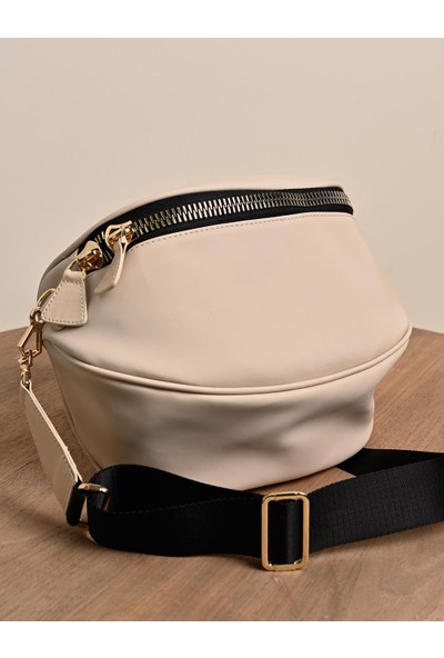 Jimmy Key Kadın Bej Fermuarlı Askılı Çanta