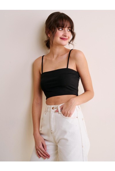 Jimmy Key Kadın Siyah Dar Kesim Açık Yaka Askılı Örme Bralet Jimmy Key Kadın Siyah Dar Kesim Açık Yaka Askılı Örme Bralet