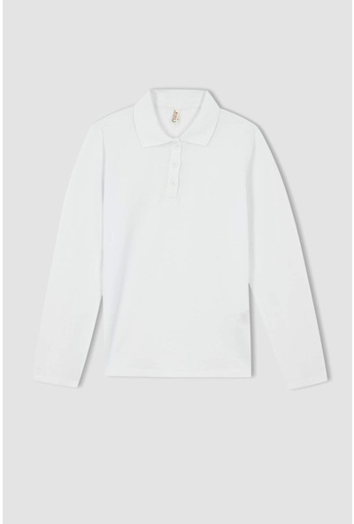 DeFacto Kız Çocuk Regular Fit Okula Dönüş Polo Yaka Pike Uzun Kollu Polo Tişört J0010A622AU DeFacto Kız Çocuk Regular Fit Okula Dönüş Polo Yaka Pike Uzun Kollu Polo Tişört J0010A622AU
