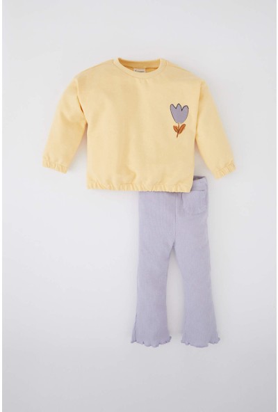 DeFacto Kız Bebek Regular Fit Bisiklet Yaka Baskılı Sweatshirt Tayt Takım Y5722A222AU DeFacto Kız Bebek Regular Fit Bisiklet Yaka Baskılı Sweatshirt Tayt Takım Y5722A222AU