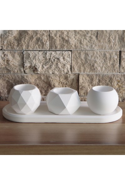 Stonnish Dekoratif Tabaklı 3 Lü Tealight Beton Mumluk Set Stonnish Dekoratif Tabaklı 3 Lü Tealight Beton Mumluk Set