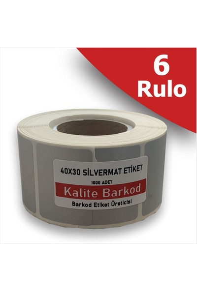 Kalite Barkod 40X30 Silvermat Etiket 6 Rulo Metalize Demirbaş Barkod Etiketi Kalite Barkod 40X30 Silvermat Etiket 6 Rulo Metalize Demirbaş Barkod Etiketi