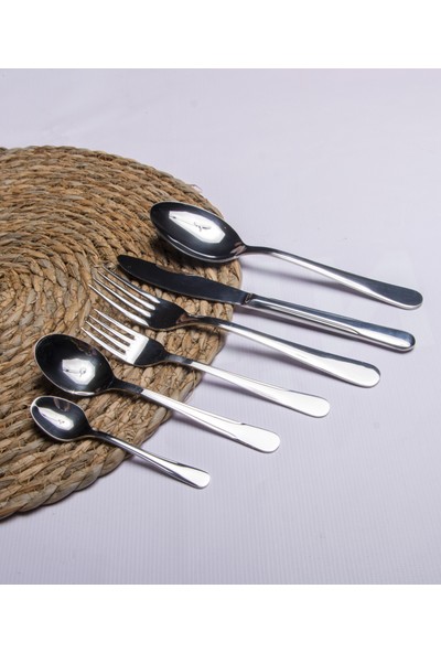 6'lı Çizgili Desen Çatal Kaşık Bıçak Seti