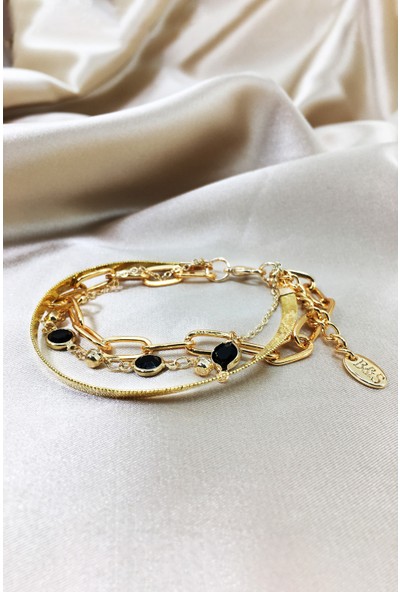 Nuna Aksesuar Siyah Mineli Pandora Bileklik