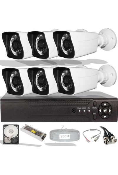 Pıcam - 6 Kameralı Full Hd Güvenlik Kamera Seti 5mp Lens 1080P Pıcam - 6 Kameralı Full Hd Güvenlik Kamera Seti 5mp Lens 1080P