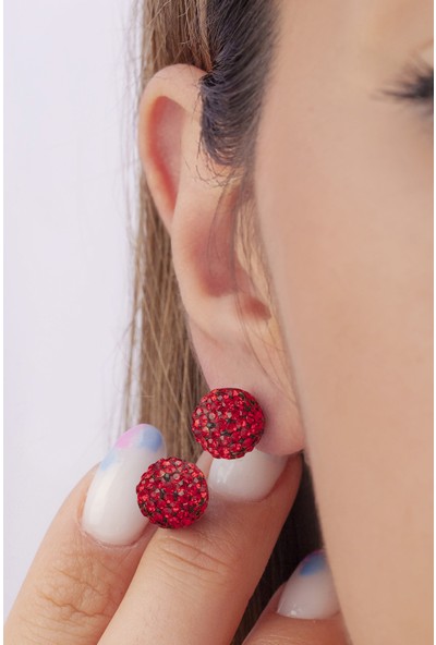 Ats Silver Gümüş Tek Taş Top Küpe 10 mm