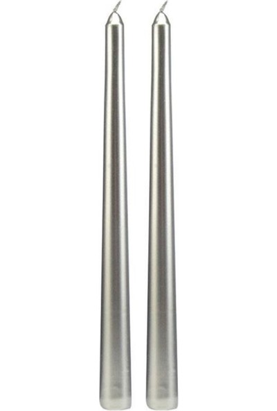 Varaklı Şamdan Mum 2 Adet Şamdan Mum Varaklı Gümüş
