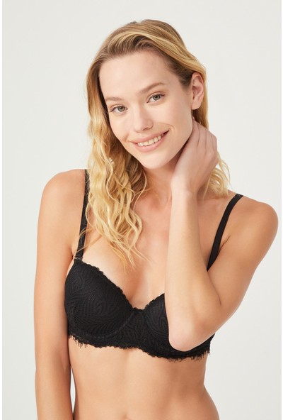Cansoy Zeta Desenli Desteksiz Siyah Sütyen Cansoy Zeta Desenli Desteksiz Siyah Sütyen