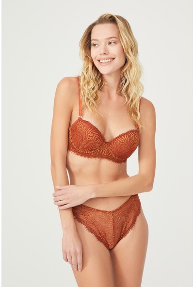 Cansoy Zeta Desenli Destekli Kiremit Sütyen Takımı Cansoy Zeta Desenli Destekli Kiremit Sütyen Takımı