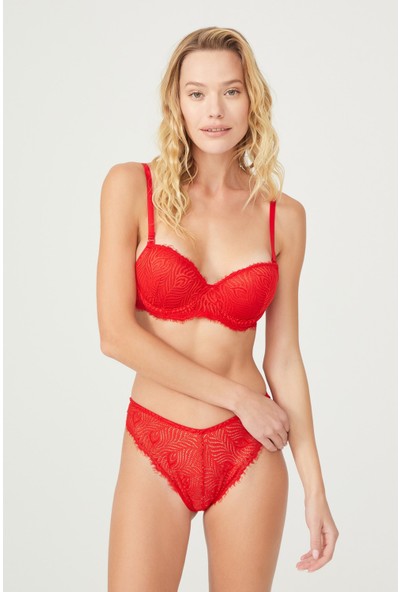 Cansoy Zeta Desenli Destekli Kırmızı Sütyen Takımı Cansoy Zeta Desenli Destekli Kırmızı Sütyen Takımı